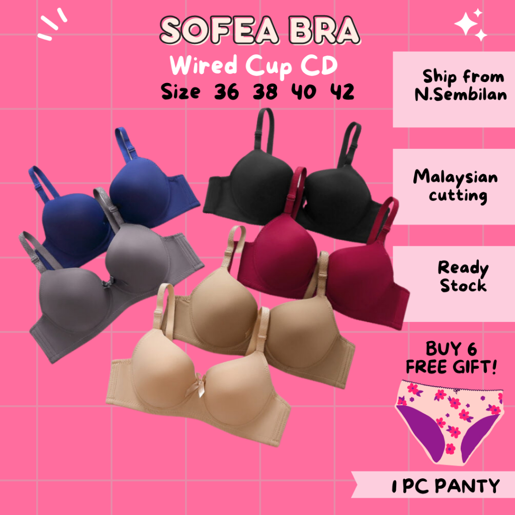 Sofea Bra Plus Size Wired Underwire Full Cup D Coverage Women Lingerie 36 42 Woman Baju Dalam ...
