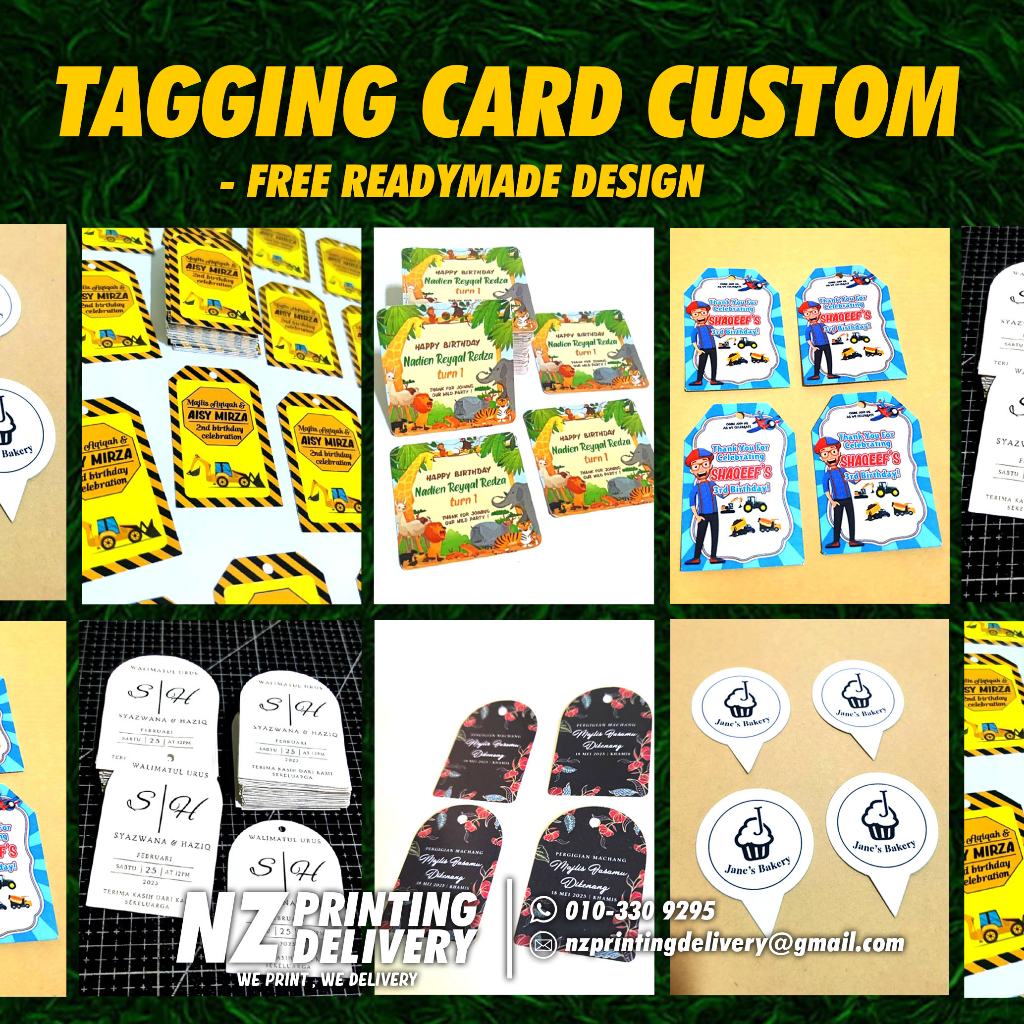 Tag Card 50pcs 1 sided with punch hole cetak label tagging card wedding ...