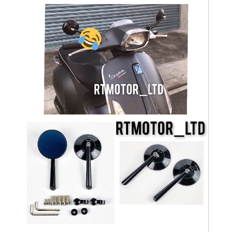 RETRO REAR VIEW ROUND SHAPE SIDE MIRROR CNC ALUMINIUM VESPA NMAX NVX ...