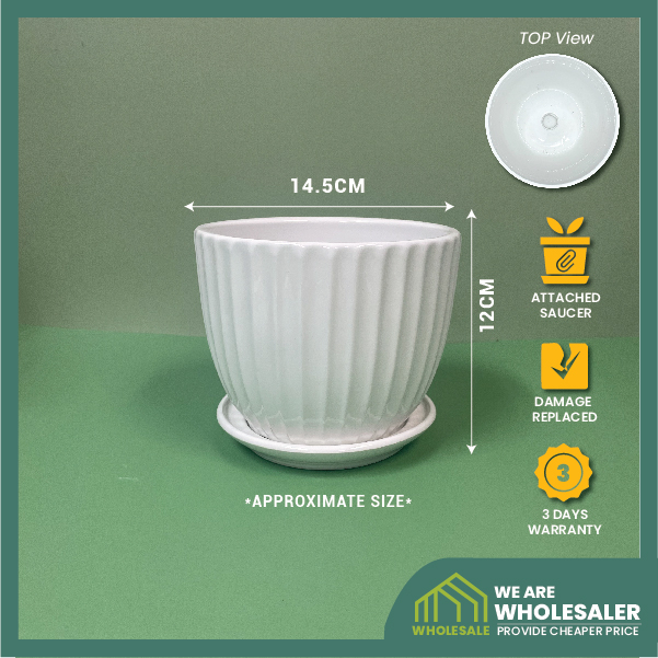 Simplified Style Ceramic Flower Pot Indoor Creative Round Small Ceramic ...