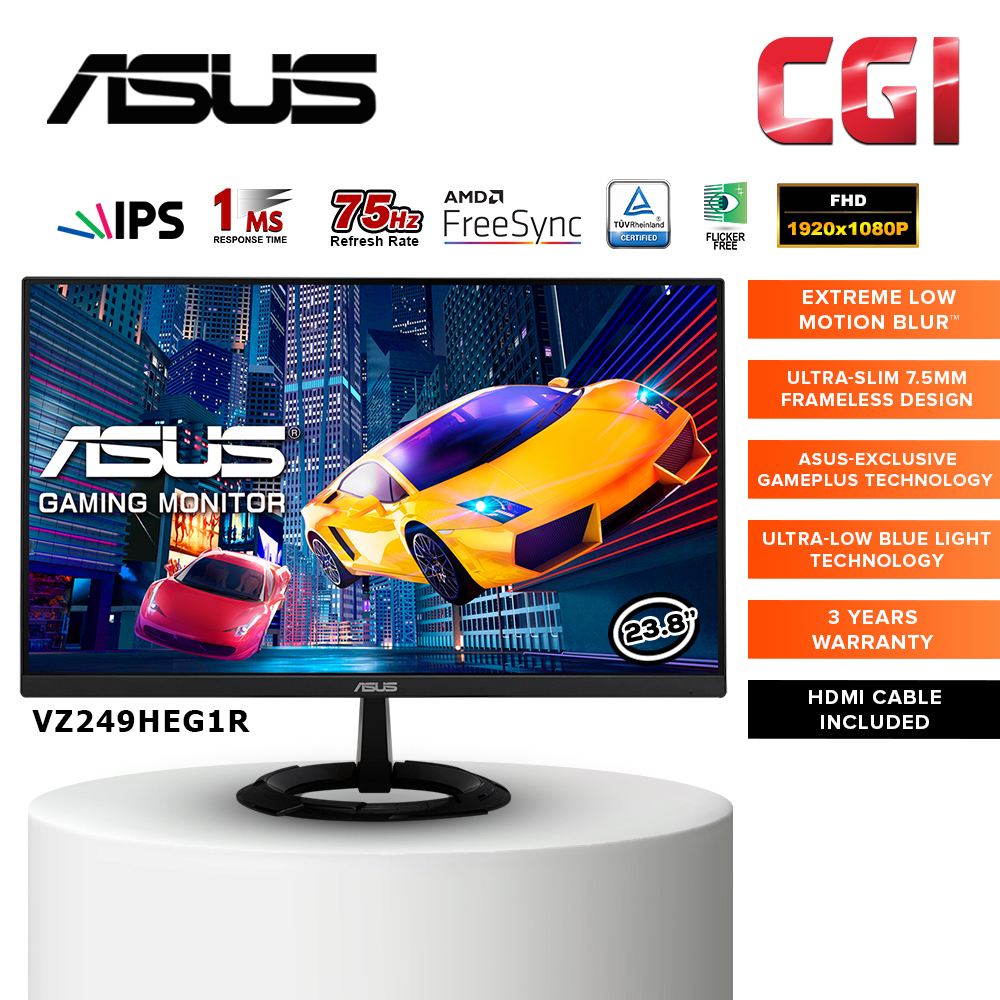 Asus VZ249HEG1R FreeSync Adaptive Sync UltraSlim Gaming Monitor (23.8 ...