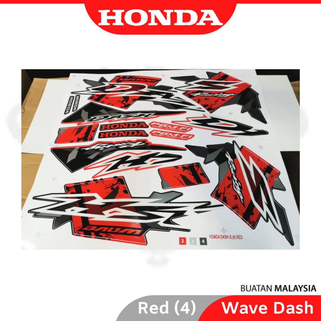 HONDA Wave Dash Body Cover Set Coverset Stripe Strike Sticker Wave Dash ...