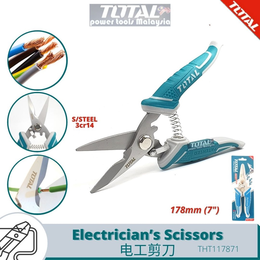 TOTAL Electrician’s Scissors 电工剪刀 7'' - THT117871 / 8" - THT118871 ...