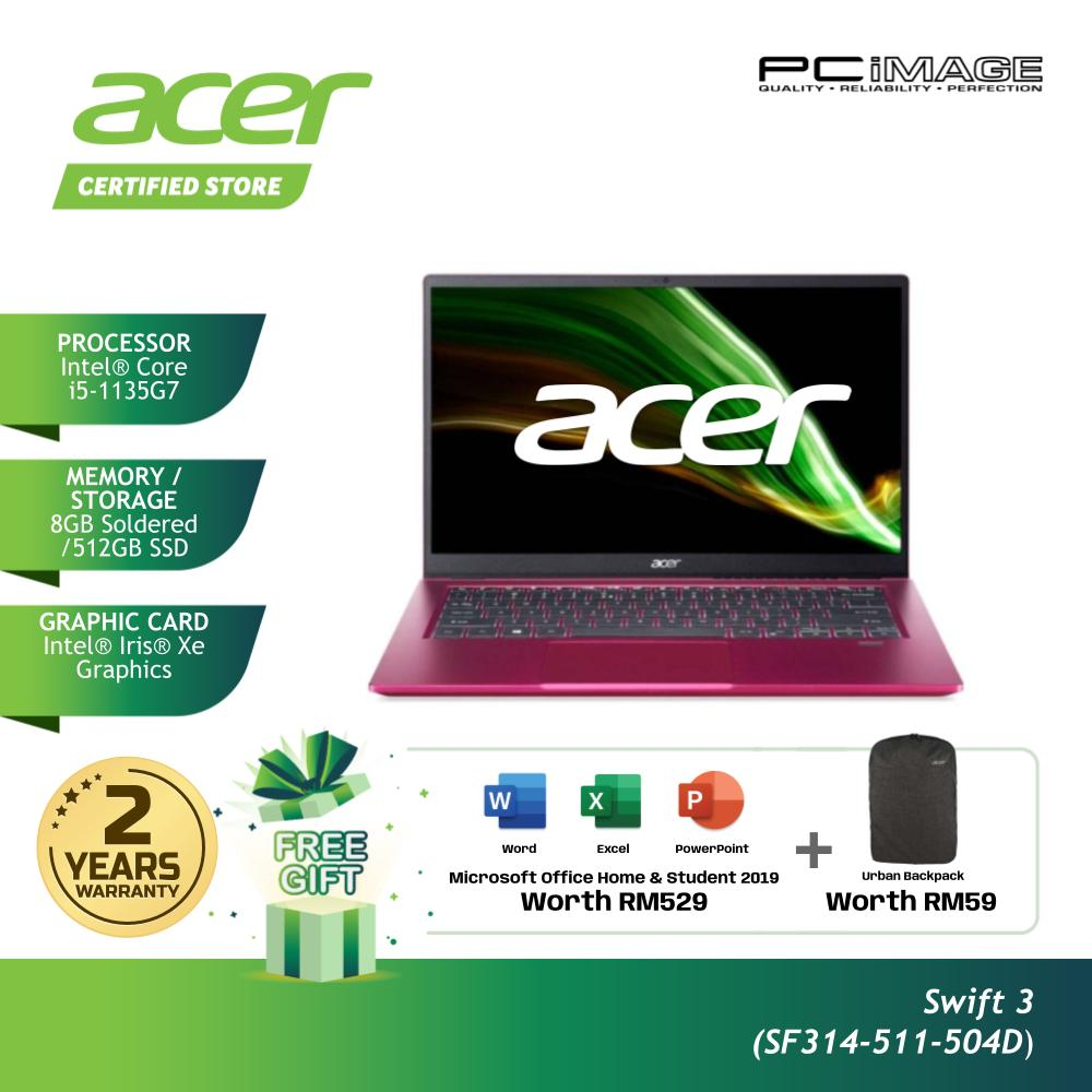 ACER SWIFT 3 SF314-511-504D I5-1135G7/8GB OB/512GB SSD/INTEL IRIS XE/14 ...