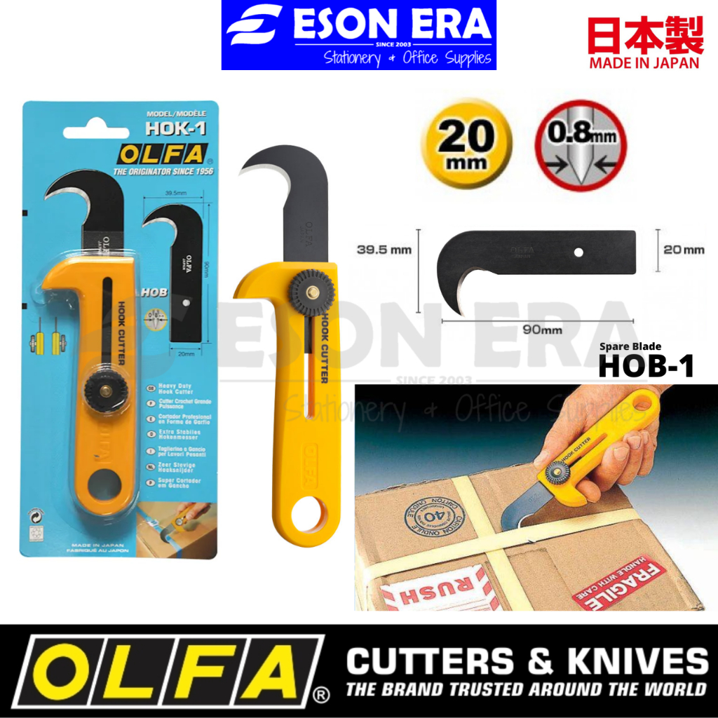 Olfa HOK-1 Heavy Duty Hook Cutter Made in Japan Knife Pisau (Blade HOB ...