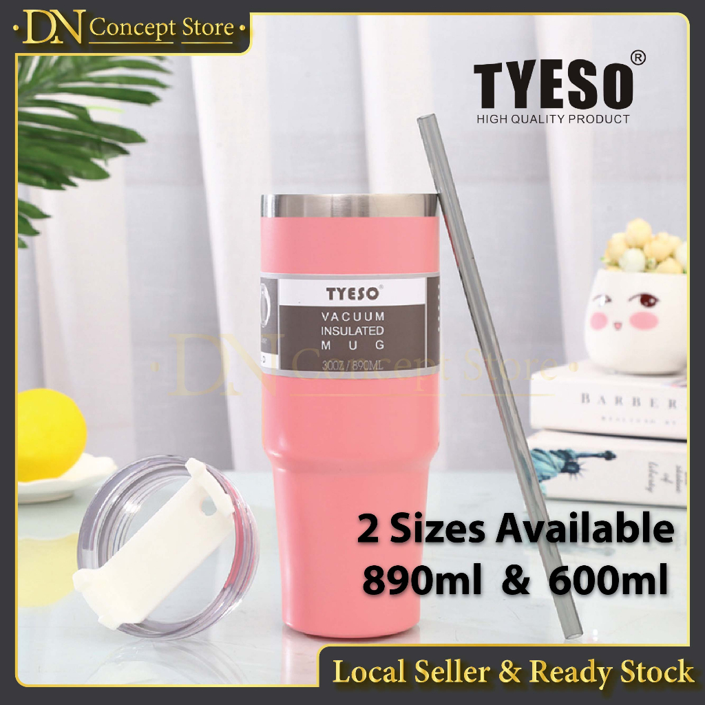 🥤TYESO🥤 Stainless Steel Tumbler With Straw Water Bottle Coffee Tumbler ...