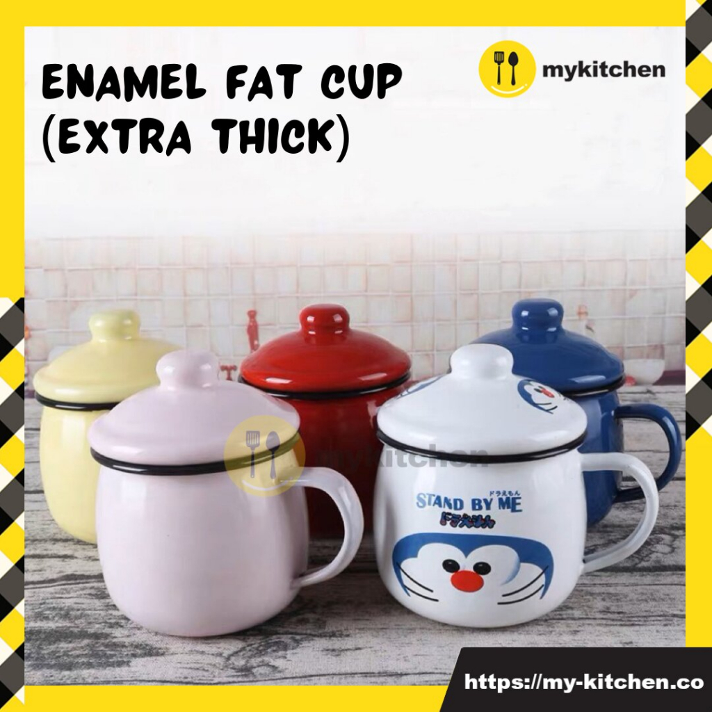 [MY KITCHEN] Enamel Fat Cup Extra Thick Enamel Mug Simple Vintage ...