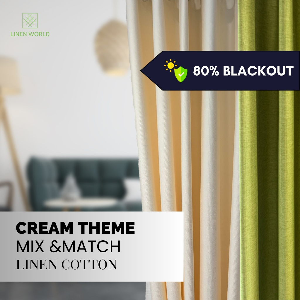 NEXUS Langsir Hotel Team Cream Mix Tone 80% Blackout Ready Stock Siap ...