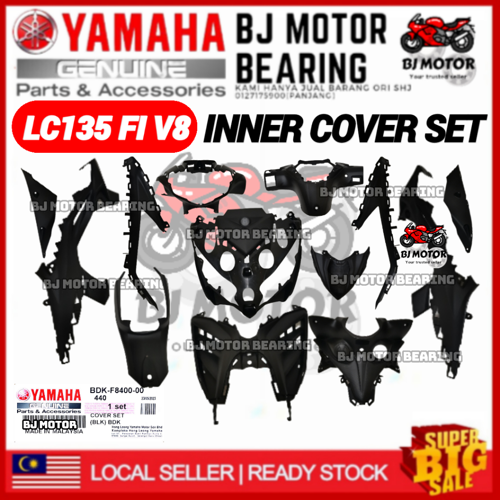 LC135 FI V8 BODY INNER COVER SET LCV8 FI INNER COMPLETE SET COVER HITAM BLACK 100% ORIGINAL ...