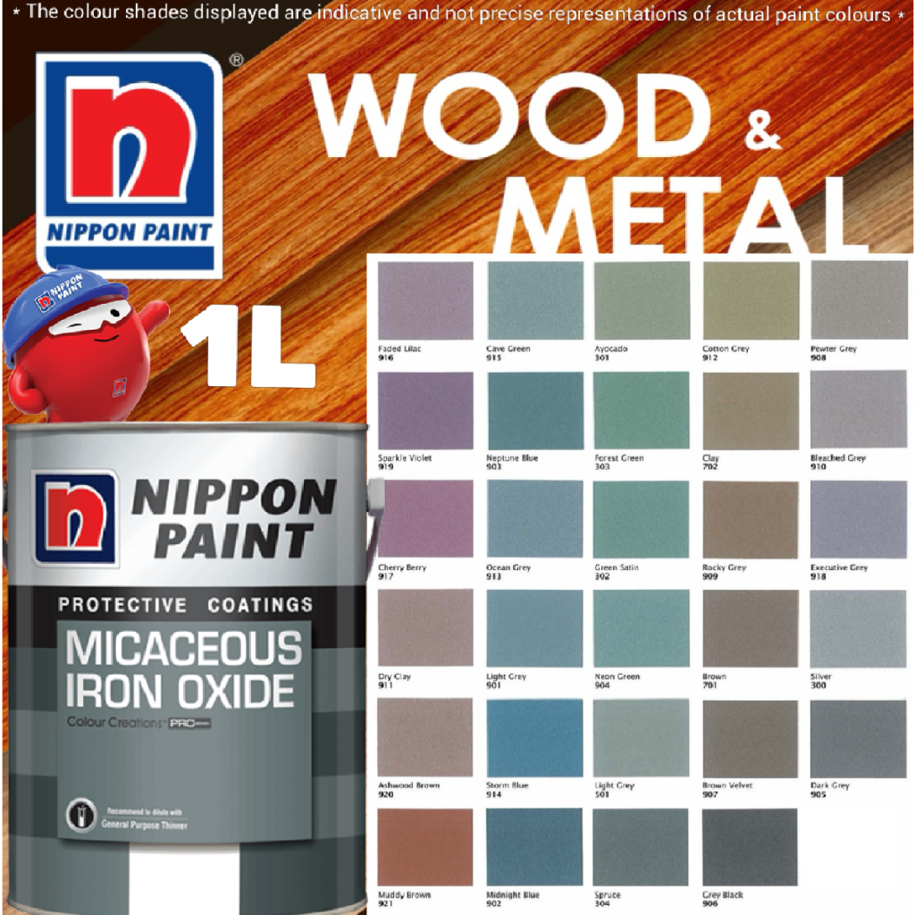 🔥 FOC FREE GIFT 🔥1 LITER NIPPON MATT METAL PAINT Micaceous Iron Oxide ...