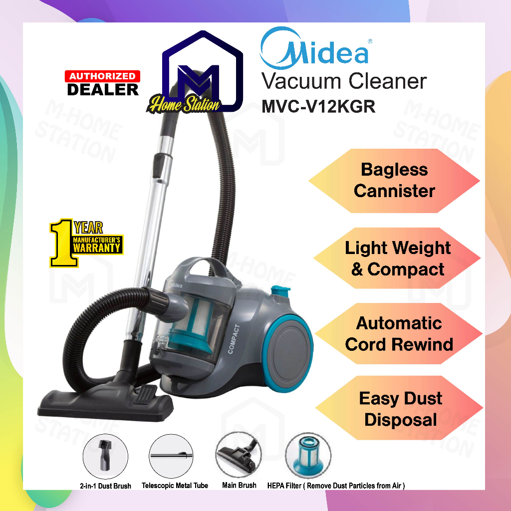 Midea Bagless Vacuum Cleaner with HEPA Filter MVC-V12K MVC-V12K-GR ...