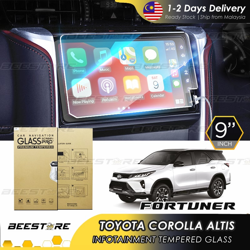 TOYOTA FORTUNER 9 inch 9' Head Unit Screen Infotainment Tempered Glass ...