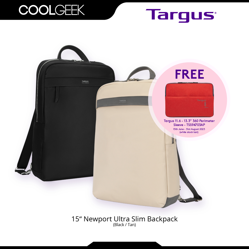 TARGUS 15 INCH NEWPORT ULTRA SLIM BACKPACK - BLACK / TAN (TBB598 / TBB59806) | Shopee Malaysia
