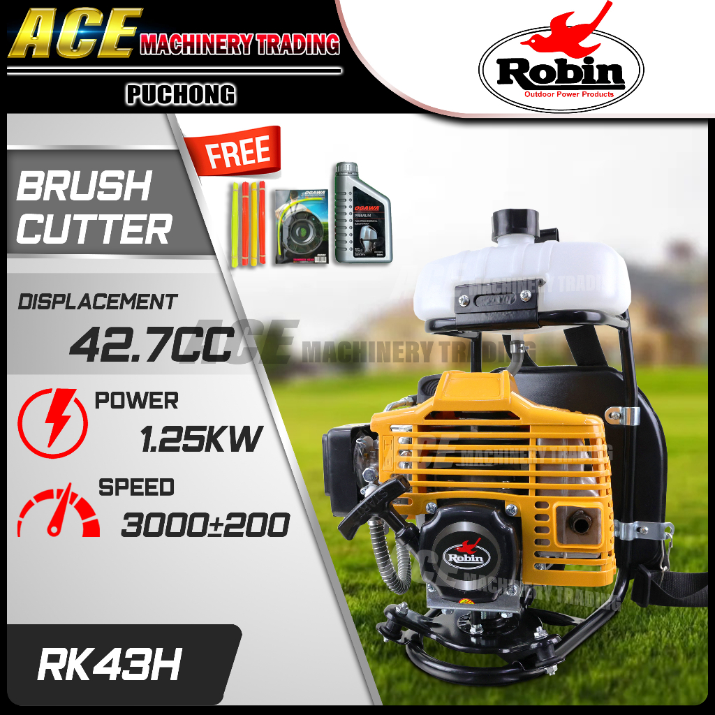 [ Robin ] RK43H Gasoline Backpack Brush Cutter | 42.7CC | 6500Rpm ...