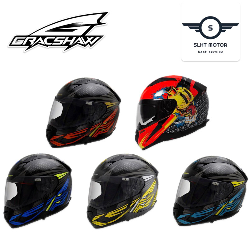 Gracshaw G9200 GRANDIO Full Face Helmet Double Visor Free Bluetooth ...