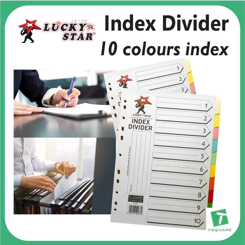 LUCKY STAR A4 Index Divider 10 Colors Index - 5 Sets | Shopee Malaysia