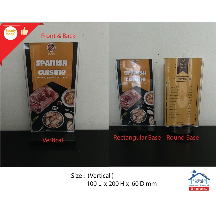 Small ️ Premium ~ Elegant Table Menu Display Stand ️ Front & Back ...