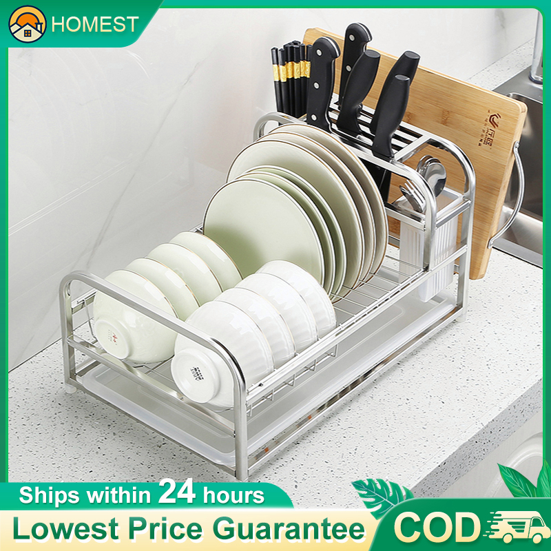 Tray Drainer Kitchen Organizer Storage Rack Drainer Stainless Steel ...