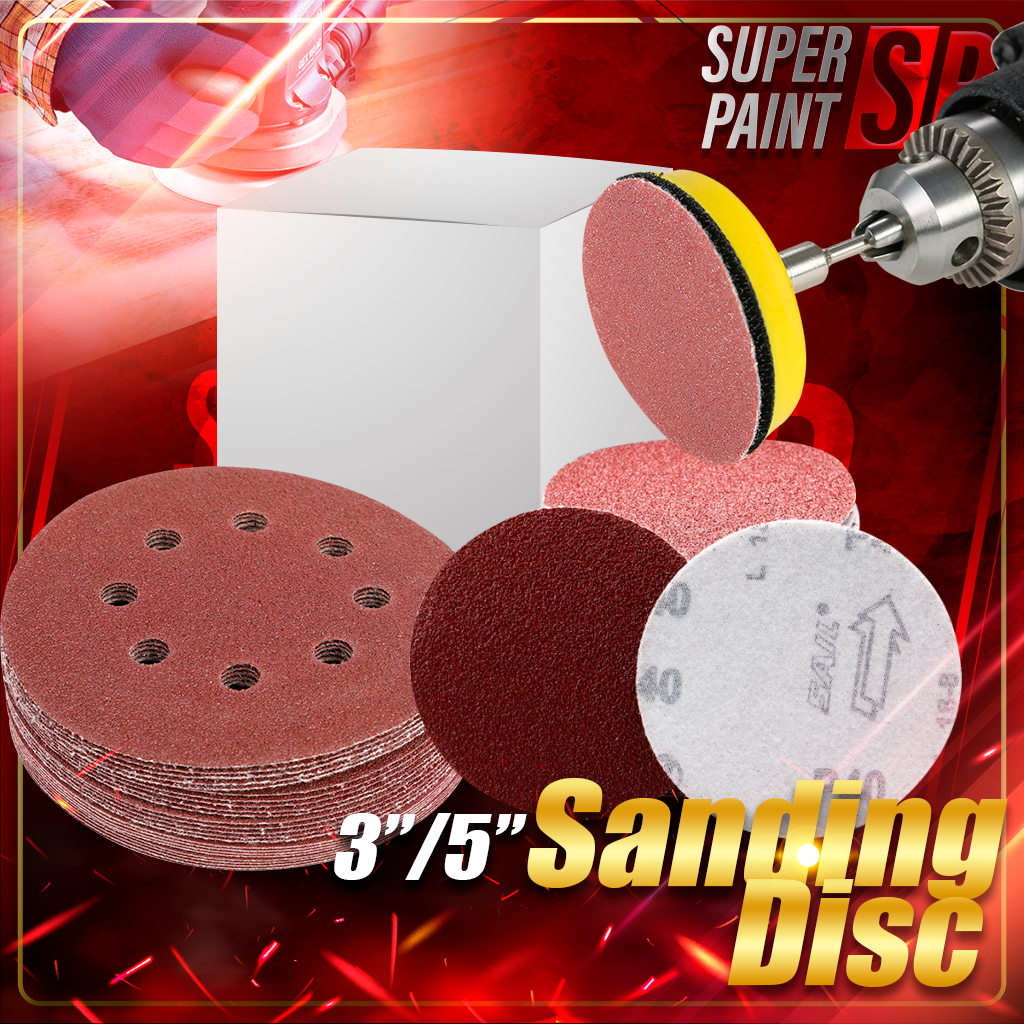 100pcs 5" Inch (125mm) 8 Holes Red Abrasive Sanding Disc Mesh Grip ...