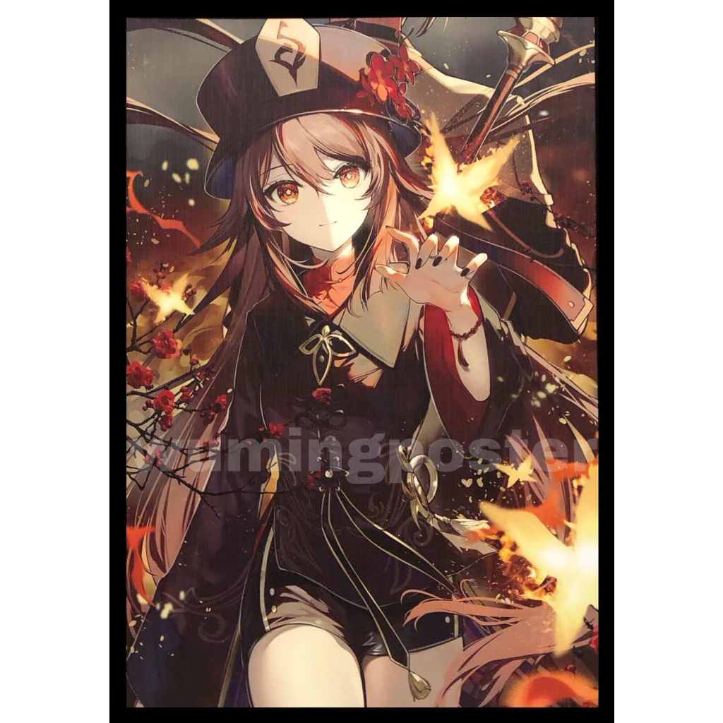 Animation Genshin Impact Hu Tao Poster small framed with lamination ...