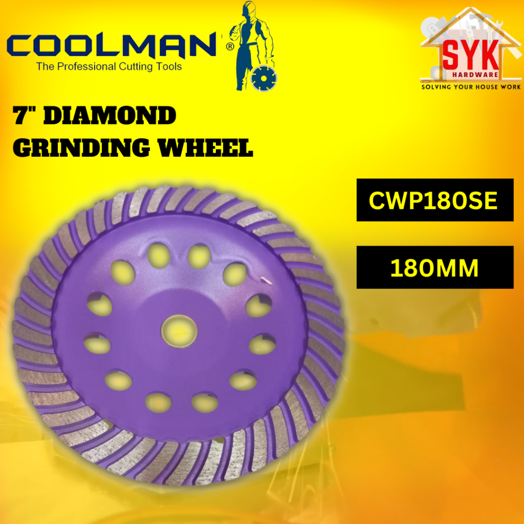 SYK Coolman CWP180SE 7 Inch Diamond Grinding Wheel Disc Cement Premix ...
