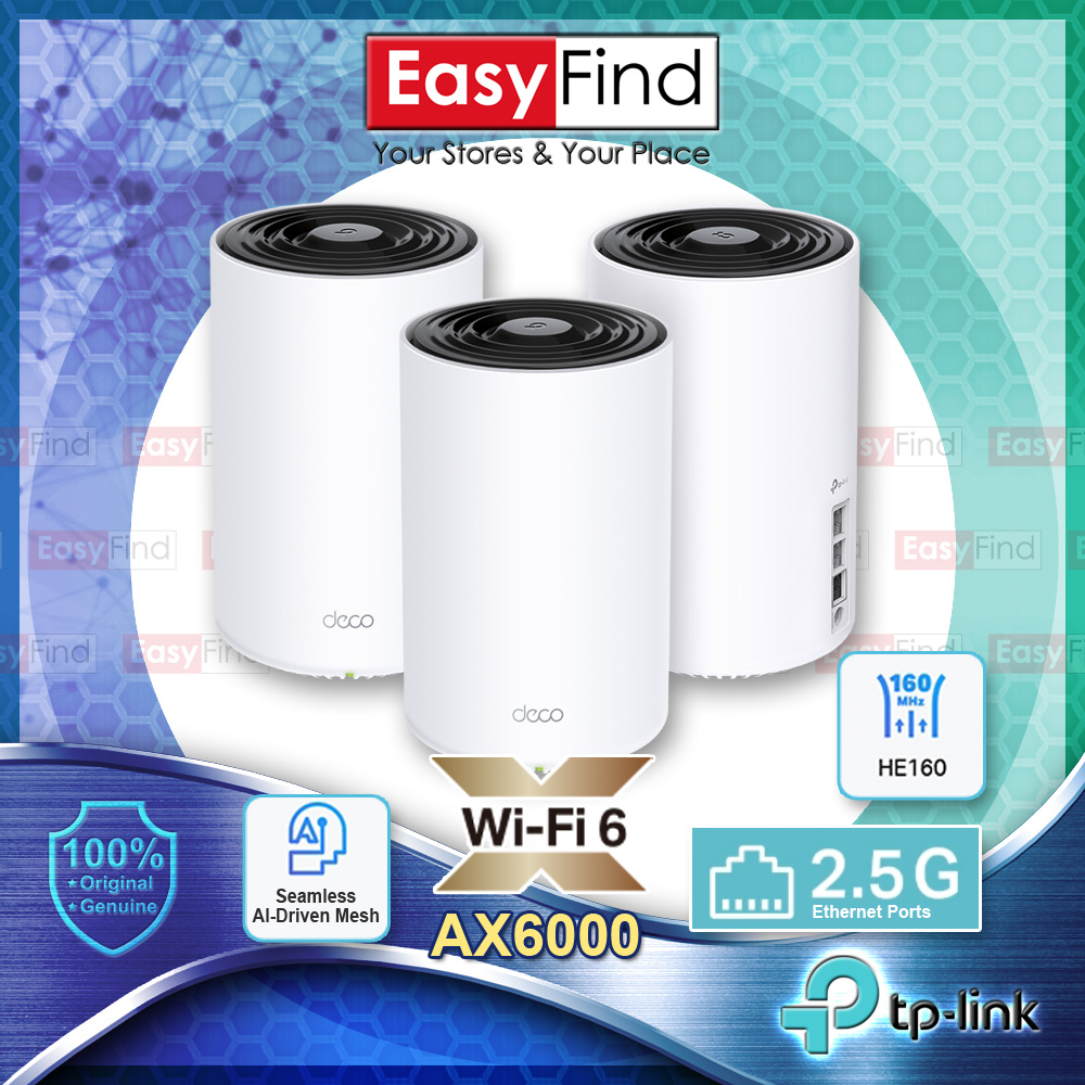 TP-Link Deco X80 AX6000 2.5G Ethernet WiFi 6 Dual Band Ai-Driven Mesh Wi-Fi Wireless AX WiFi6 ...