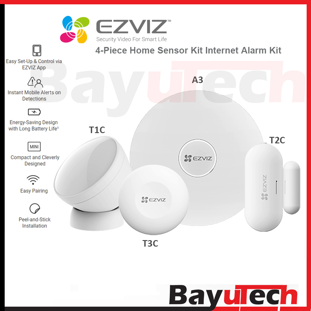EZVIZ Alarm Starter Kit, Smart Home Starter Kit includes A3 T1C T2C T3C | Shopee Malaysia