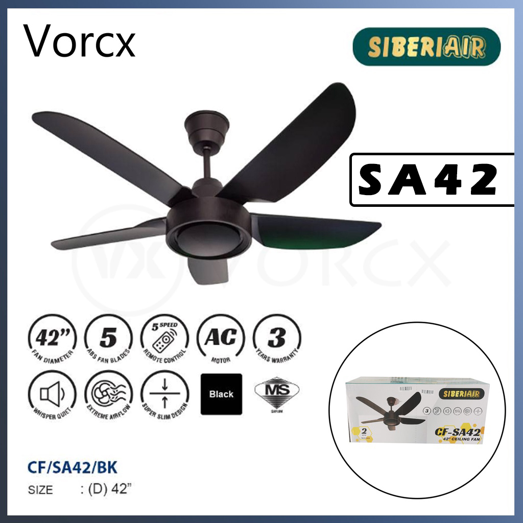 SiberiAir SA42 (42") 5 Blade 5 Speed Baby Ceiling Fan Remote Control ...