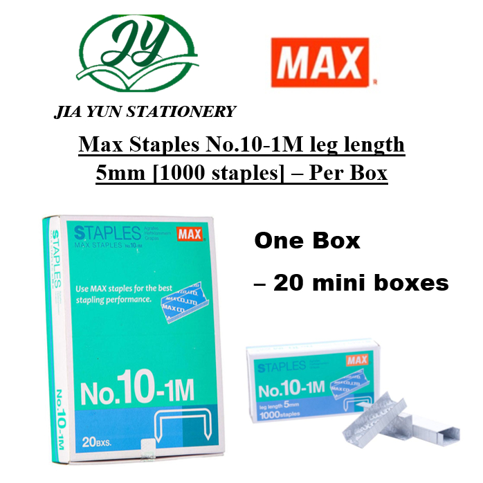 Max Staples No.10-1M leg length 5mm [1000 staples] per box | Shopee Malaysia