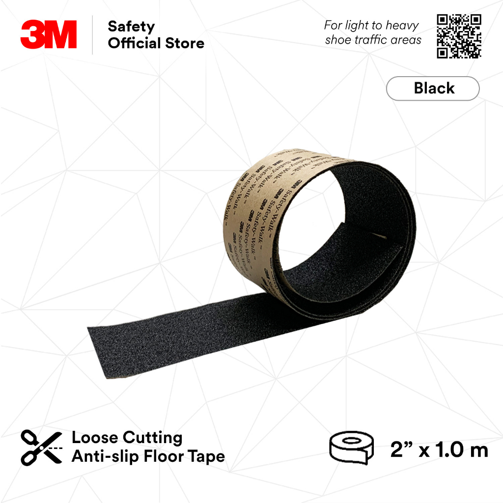 3M™ 610 Safety-Walk Black Anti Slip Floor Tape/ Slip & Weather Resistant [Loose Cutting 2 in x 1 ...