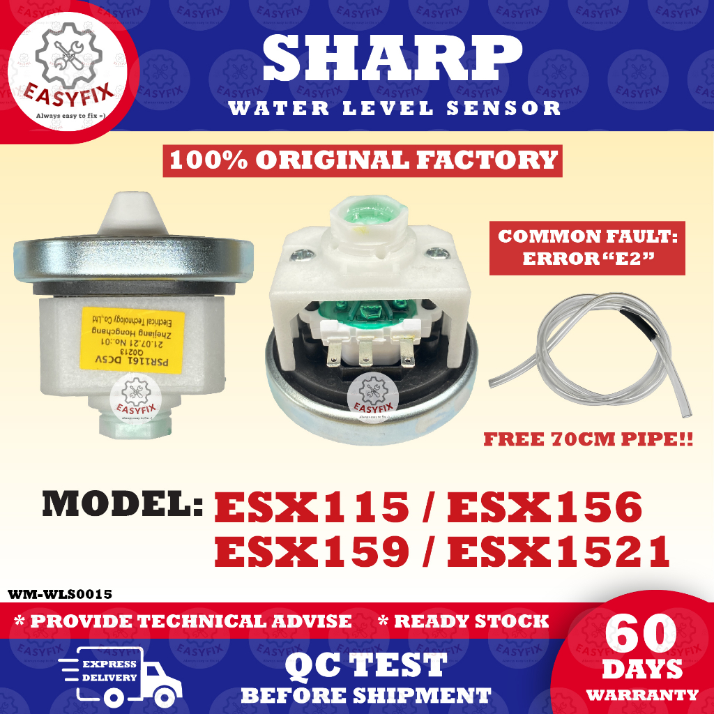 ESX115 / ESX156 / ESX159 / ESX1521 SHARP WASHING MACHINE WATER LEVEL ...