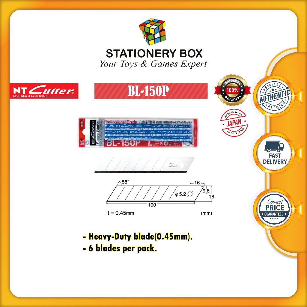 NT Cutter Blade - BL-150P - Spare blade Heavy-Duty / 6 blades (100% ...