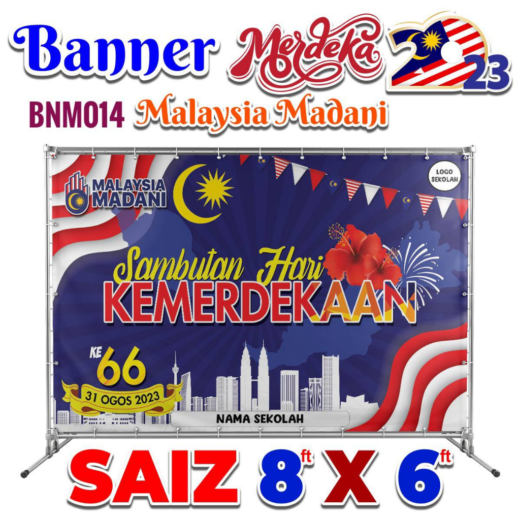 BANNER MERDEKA 8x6 KAKI BANNER KEMERDEKAAN MALAYSIA | Shopee Malaysia