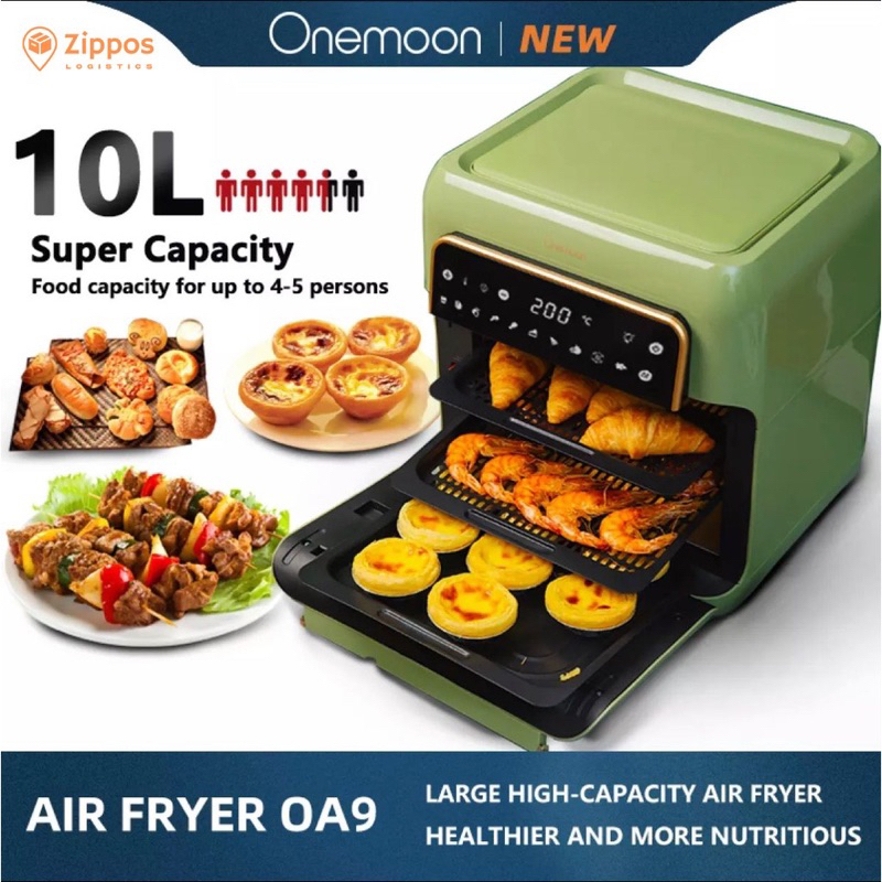 Onemoon OA9 Large High-Capacity Air Fryer - Green (10L) Cooker non-stick cookware Electric oven ...