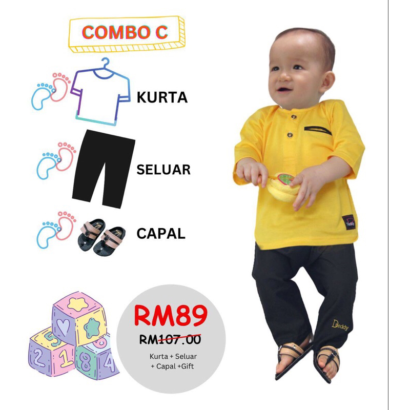 🎈KURTA BABY SET + CAPAL 🎈COMBO SET C🎈 | Shopee Malaysia