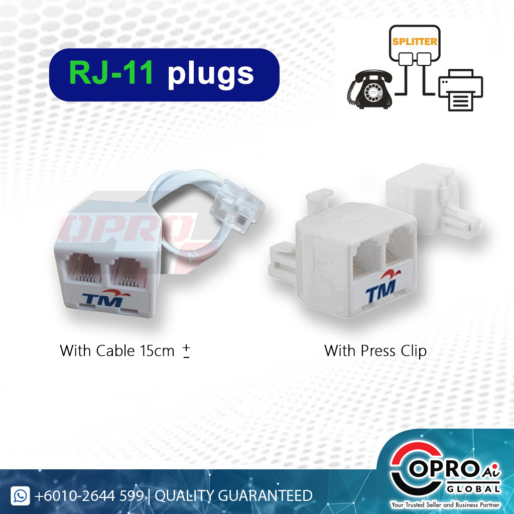 TM Telephone 1 to 2 Splitter Socket / Extension Adaptor with Cable ...
