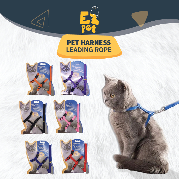 EZPET🐱 Cat Harness Leash Cat Rope Pet Collar Tali Kucing Berjalan ...
