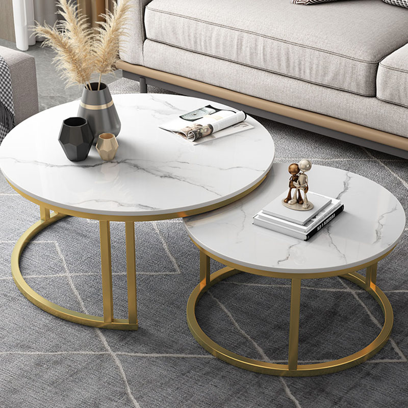Modern Round Living Room Marble Coffee Table Minimalist Side Table Home ...