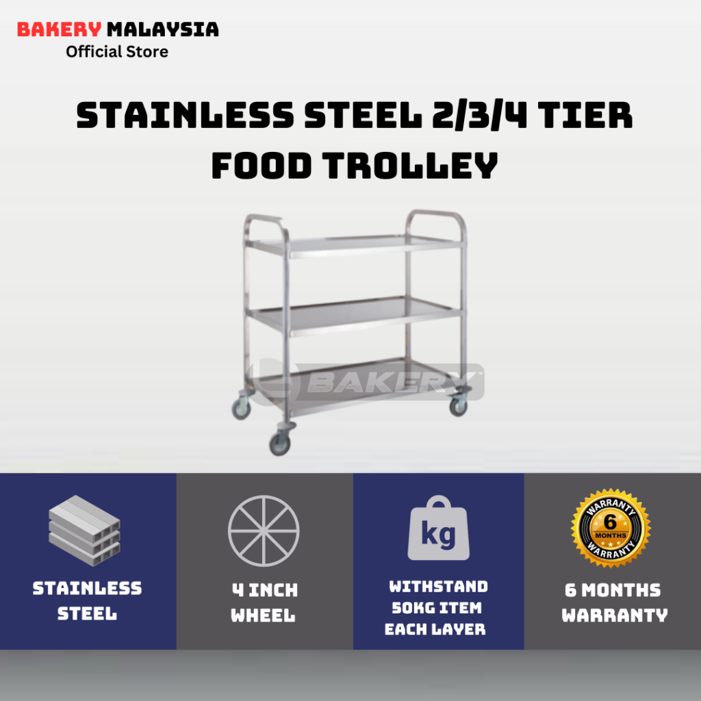 (LARGE) Restaurant Dining Trolley Dining 3 Tier Stainless Steel Food ...