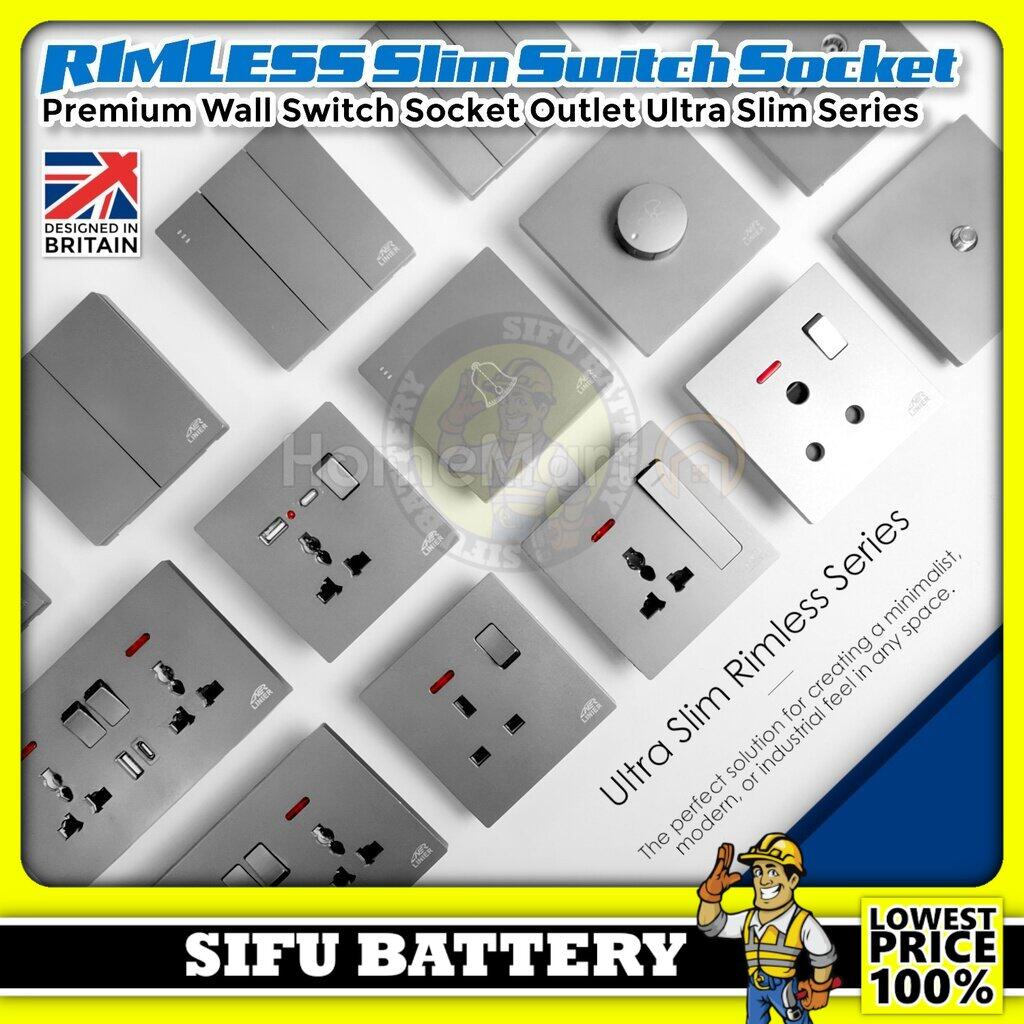 SIRIM【LINIER ULTRA SLIM】 Switch Socket Modern Wall Switches SPACE GREY ...