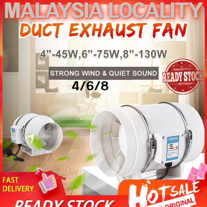 Ventilador de escape 4"/ 6"/ 8" inch diagonal flow pressurized duct fan ...