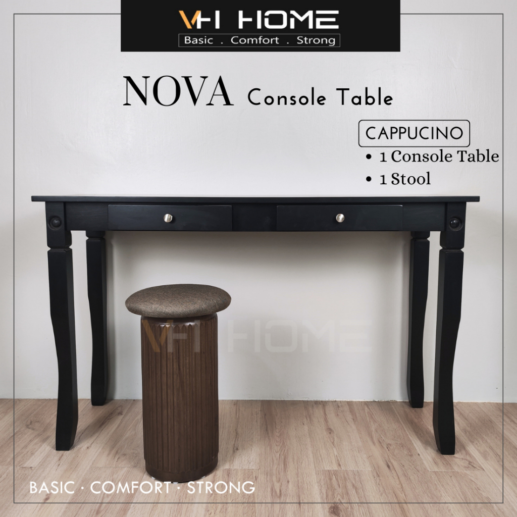 VH NOVA CONSOLE TABLE 4ft Console Meja Study Desk Meja Berlajar/2 Drawer/2 Laci/Solid Wood + MDF ...