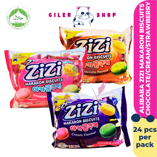 Alibaba Zizi Makaron Biscuits Chocolate Strawberry Cream Flavors 12g X ...