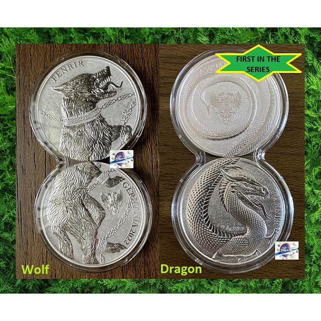 2022 2020 Silver 1oz Germania Beast: Fenrir Fafnir Wolf Dragon .9999 ...