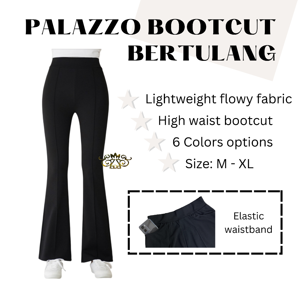 EZZE Ladies Fashion Loose Palazo Bootcut Seluar Panjang Palazo Palazzo ...