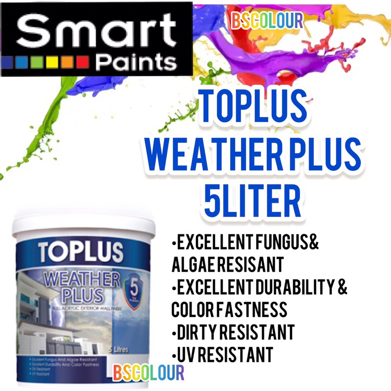 5L Smart Paint Toplus Weather Plus Exterior Wall Paint/Cat Dinding Luar ...