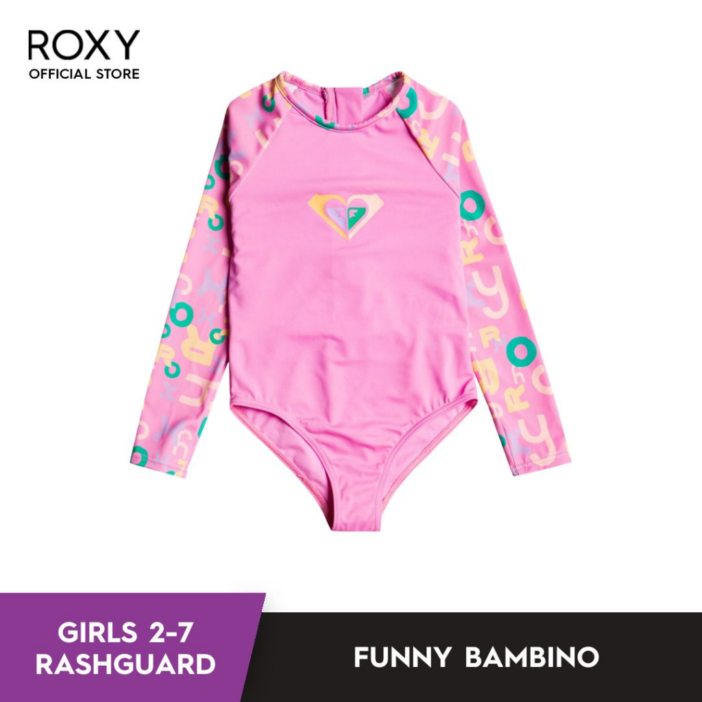 Roxy Girls 2 7 Funny Bambino Long Sleeve One Piece Rashguard Cyclamen