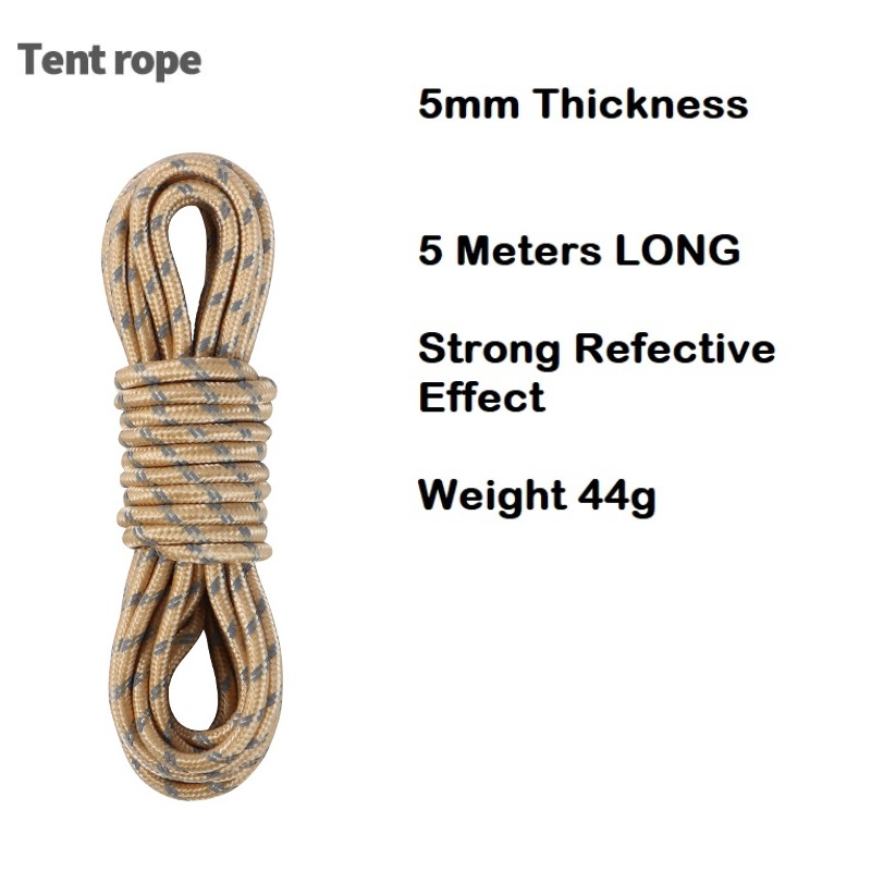 EcoSport 5 Meters EXTRA LONG 5mm Reflective Tent Rope Flysheet Rope ...
