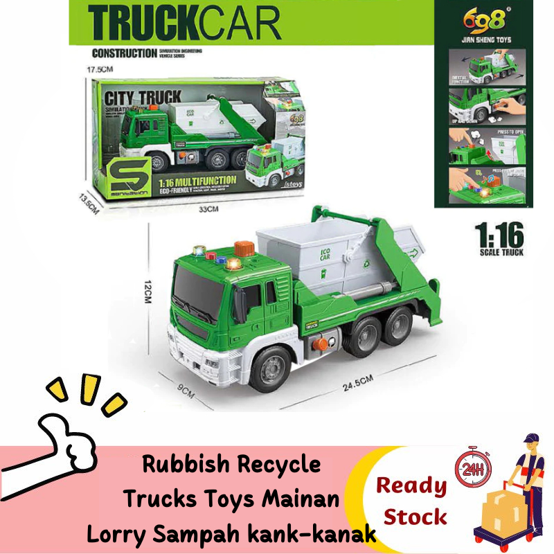 Rubbish Recycle Truck Toys Mainan Lori Sampah Kanak-Kanak ( music and ...
