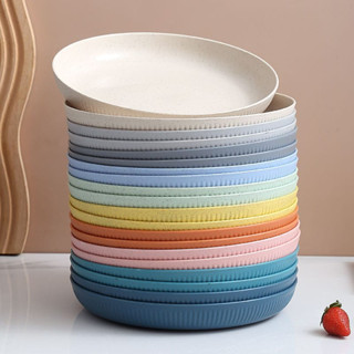 23Cm Wheat Straw Plastic Dinner Plate Pinggan Plastik Microwave Safe ...